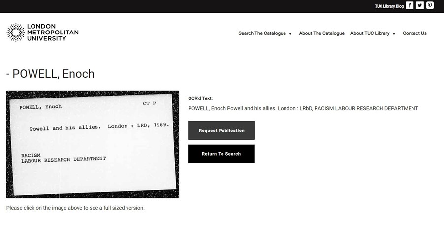 How the TUC Library card index went online in its centenary year ...